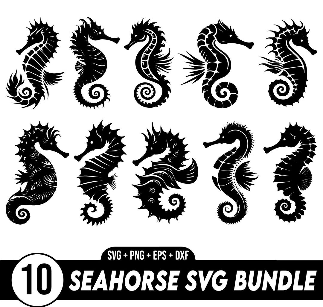 Seahorse SVG Bundle, Seahorse Monogram Svg, Seahorse Silhouette ...