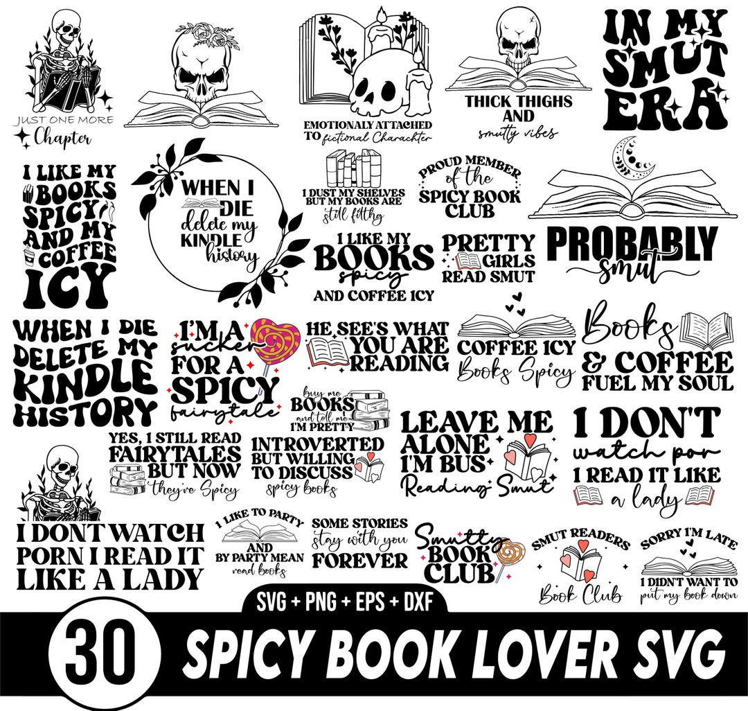 Spicy Book Lover SVG Bundle, Books Svg, Books Png, Reading Svg, Reading ...