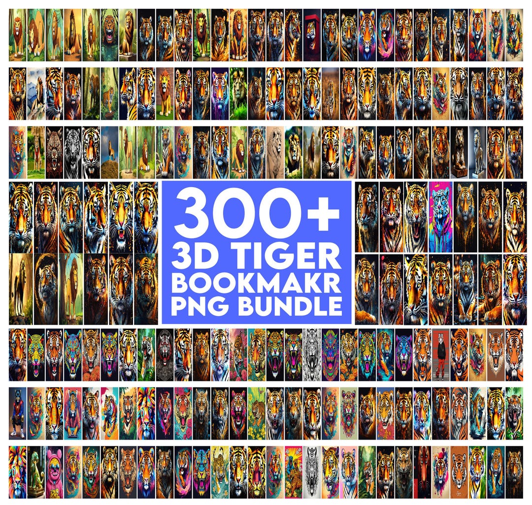 Tiger Colorful Bookmark, Cute Animals Printable Bookmark Bundle PNG ...