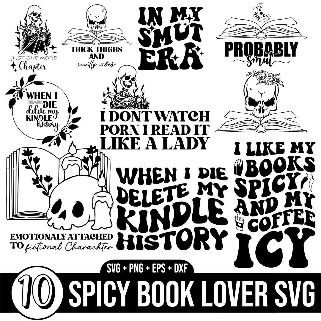 Spicy Book Lover SVG Bundle, Books Svg, Books Png, Reading Svg, Reading ...