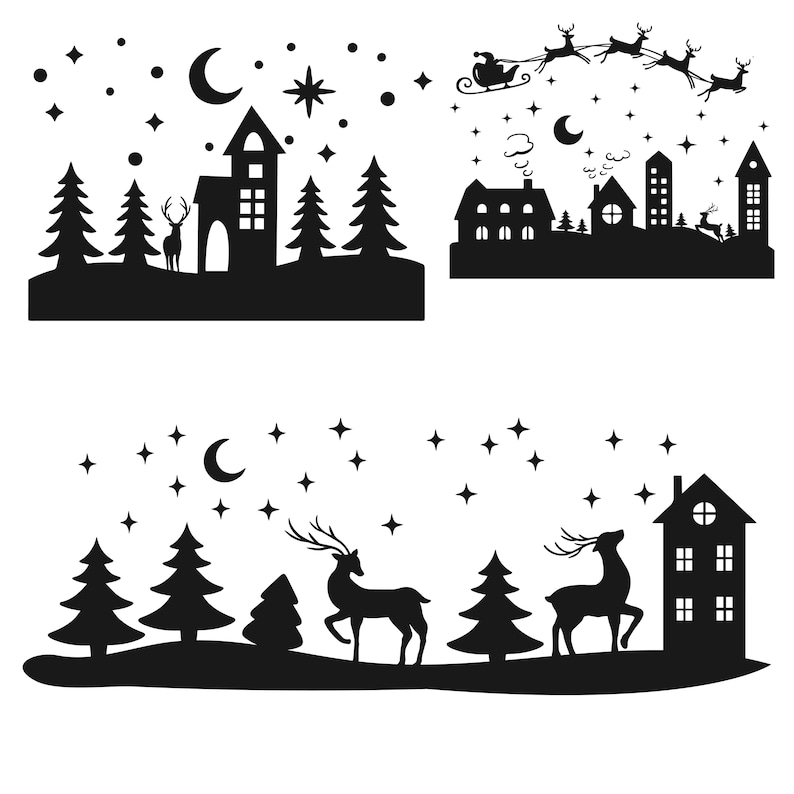 Christmas Scene Svg Bundle, Winter Scene Svg, Magical Christmas Scene ...
