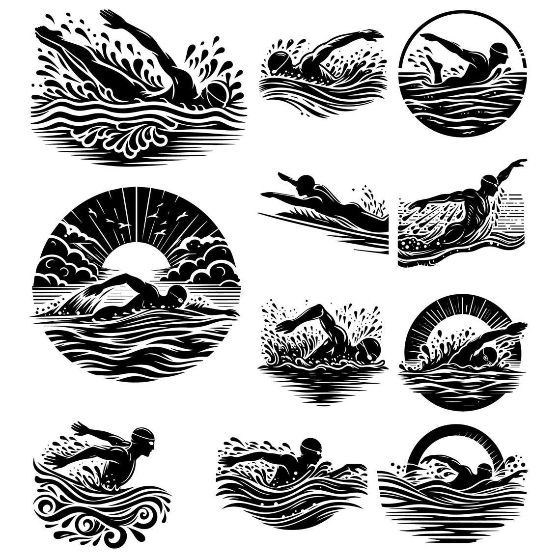 Swimmer Svg Bundle, Swimming Svg, Swimmer Silhouettes, Swimmer Clipart ...