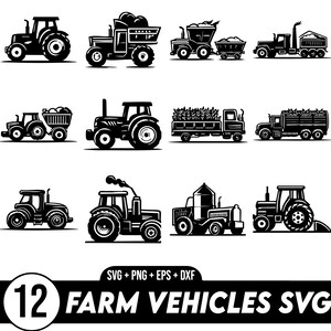Farm Vehicles SVG Bundle, Farm Tractor Designs, Combine Harvester ...