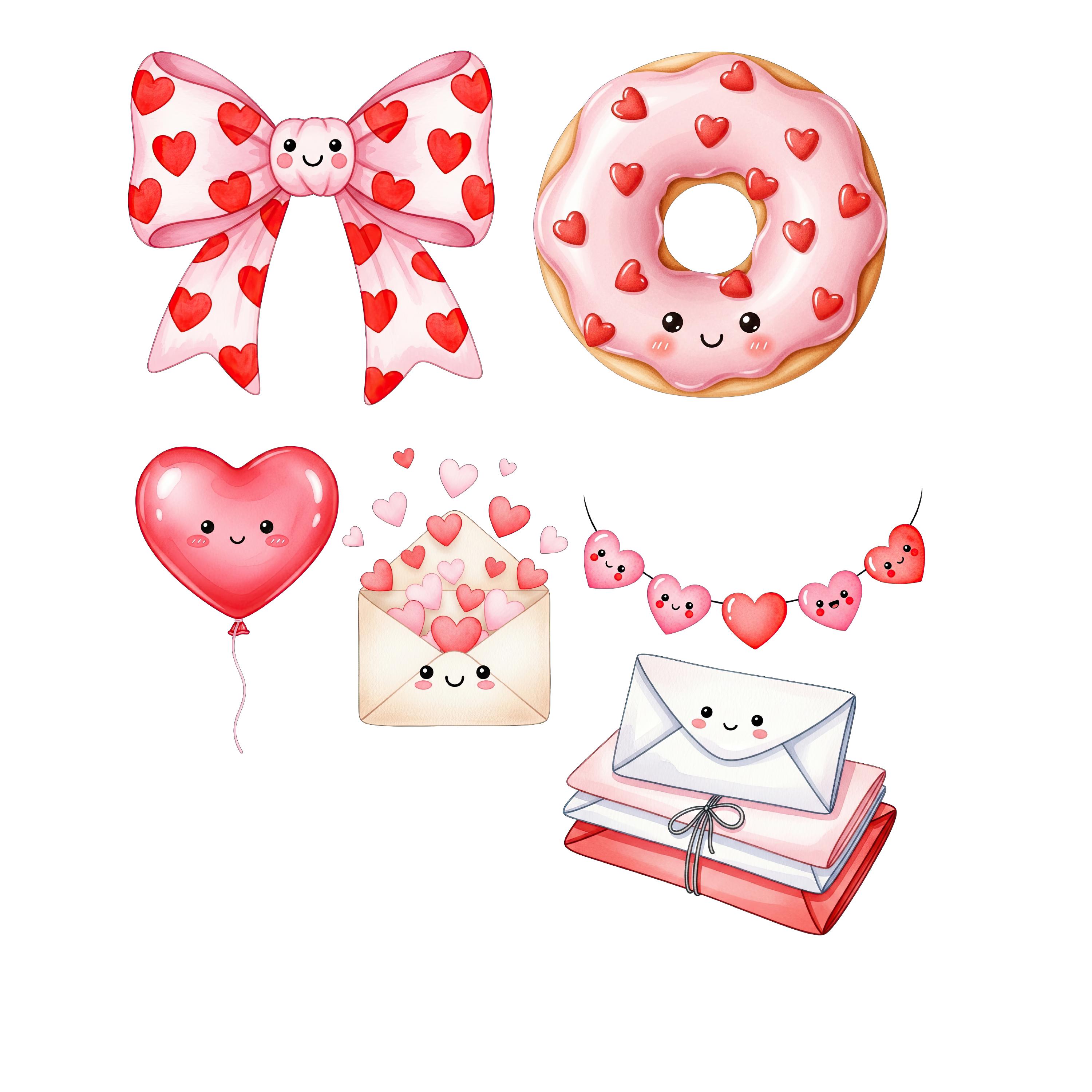 Valentine's Day Clipart Bundle, Kawaii Valentine Png, Whimsical ...