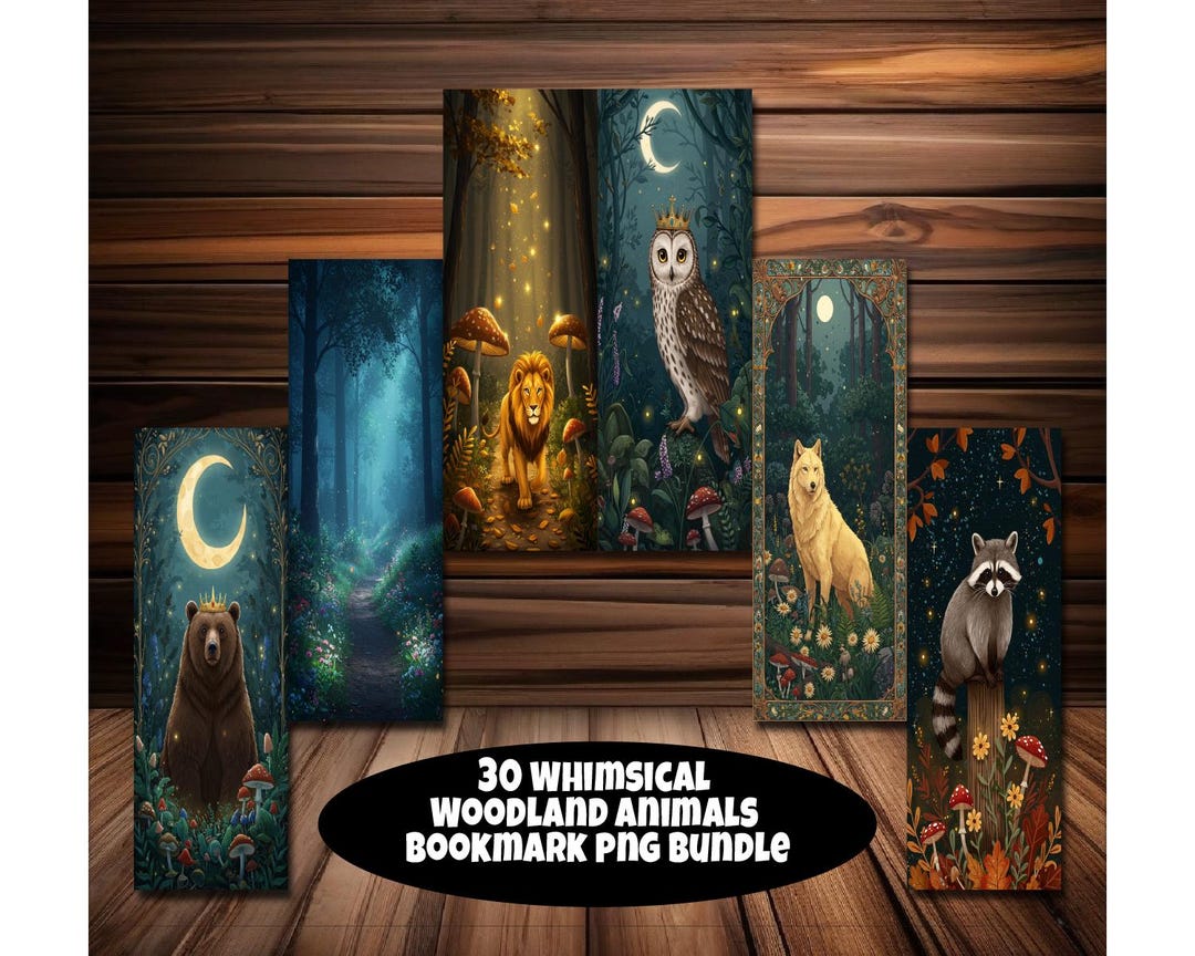 Whimsical Woodland Animals Bookmark Png, 3D Animals Bookmarks PNG ...