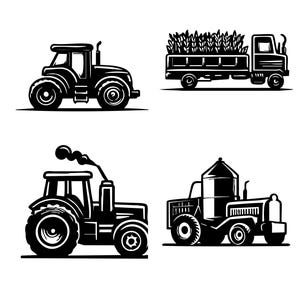 Farm Vehicles SVG Bundle, Farm Tractor Designs, Combine Harvester ...