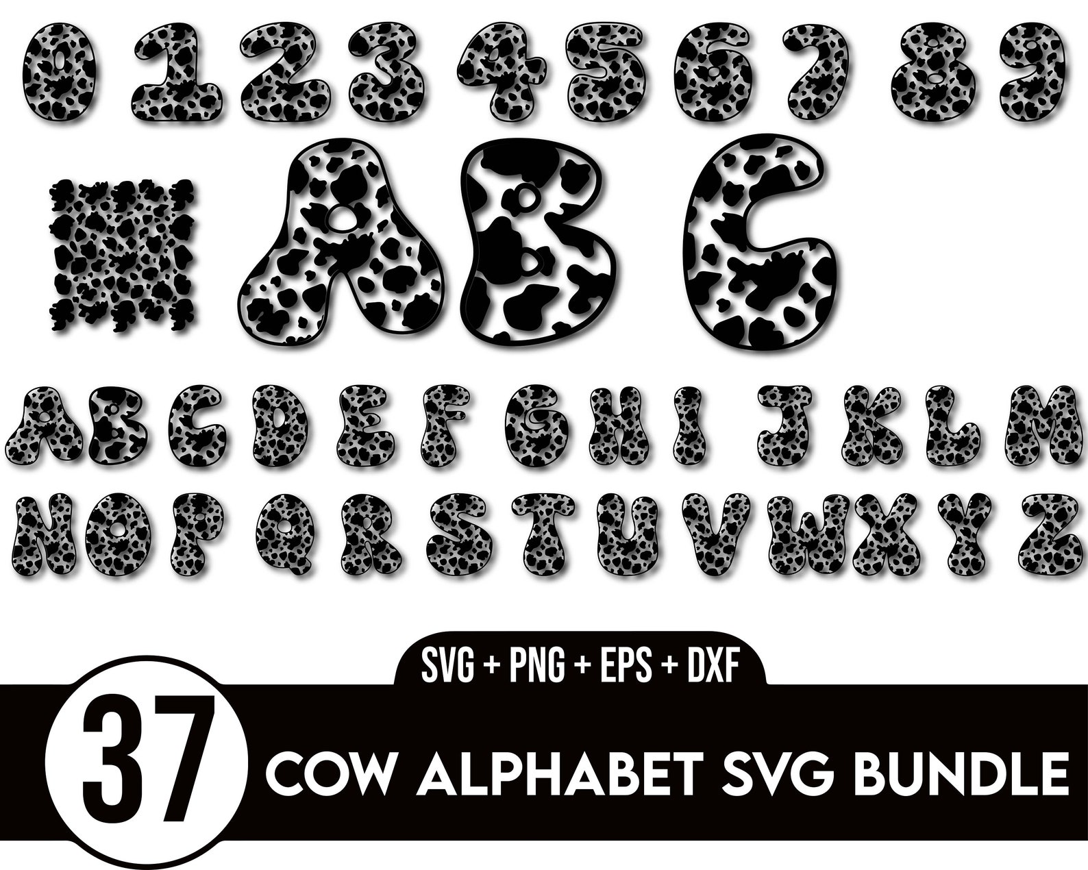 Cow Alphabet SVG Bundle, Cow Numbers Svg, Cow Letters Svg, Birthday Svg ...