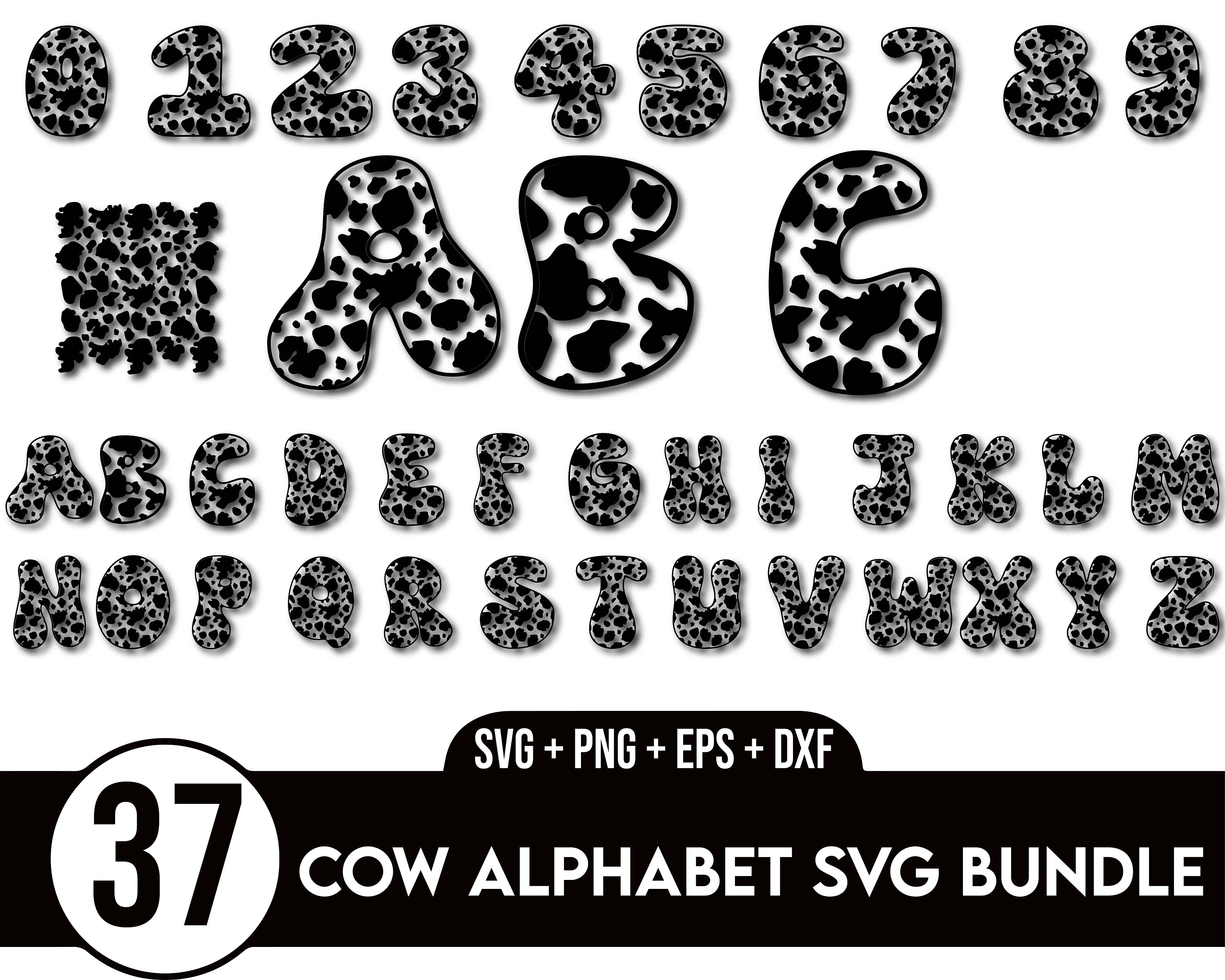 Cow Alphabet SVG Bundle, Cow Numbers Svg, Cow Letters Svg, Birthday Svg ...