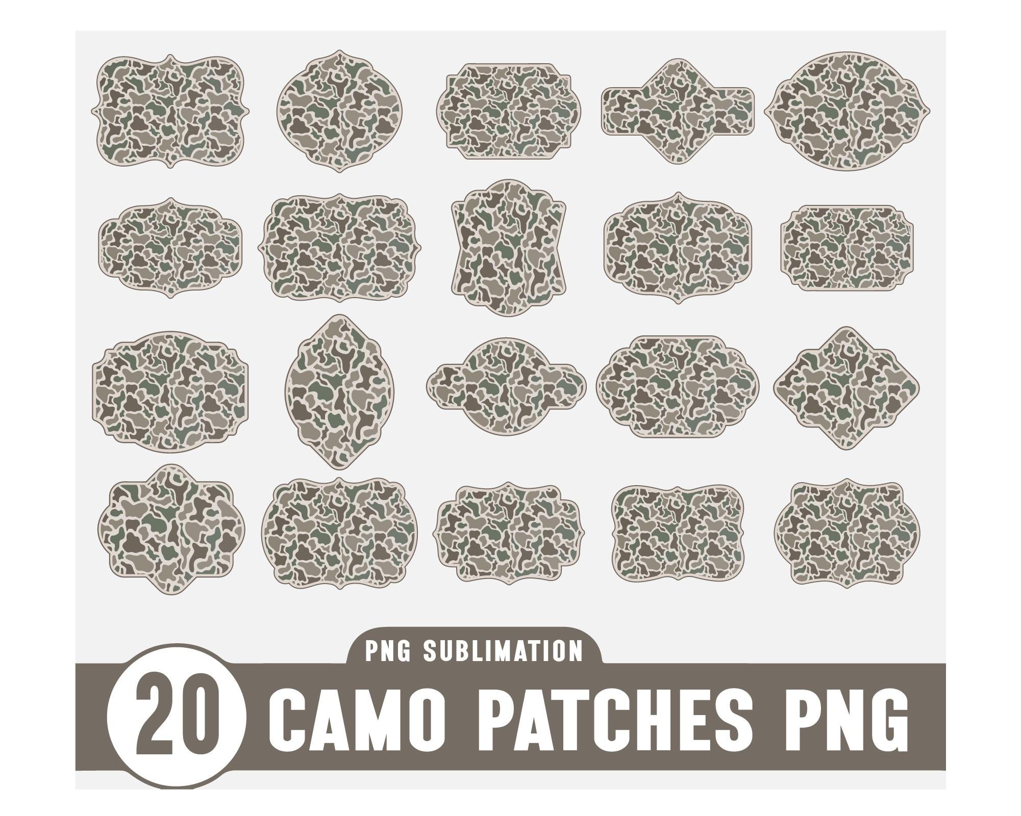 Camo Patches PNG Bundle, Duck Camo Patch Png Bundle, Hunting ...