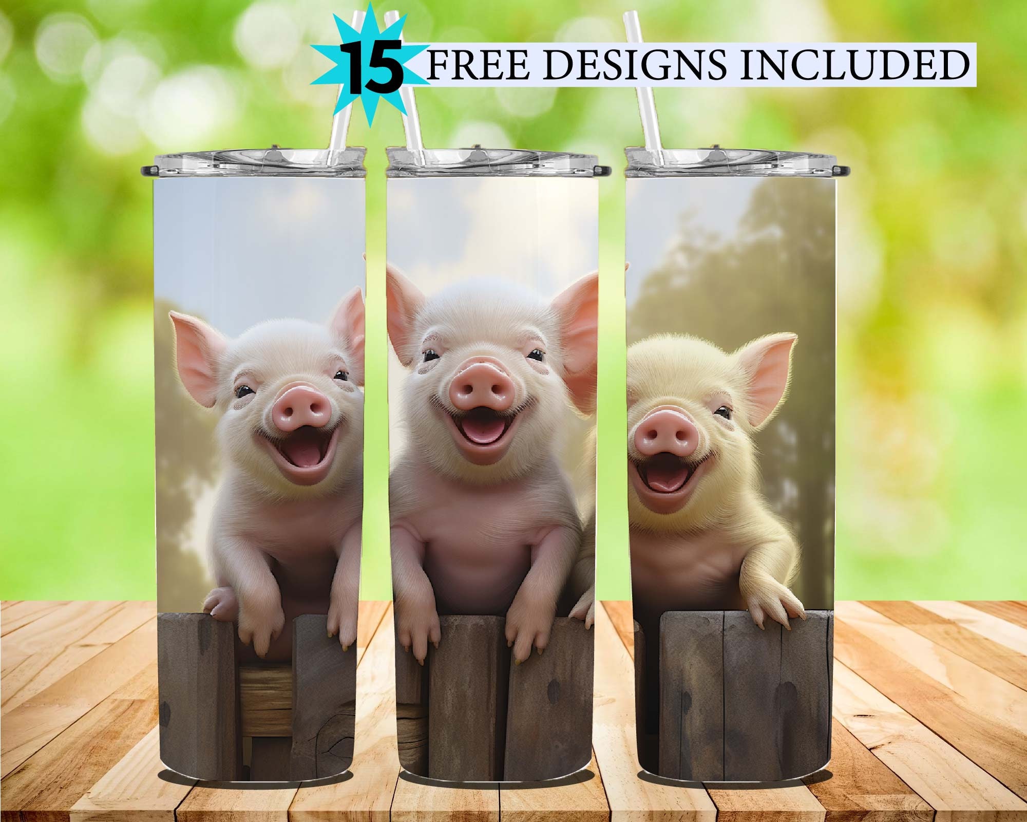 Three Baby Pigs 20 Oz Kids Tumbler 3D Sublimation Design, Straight and ...