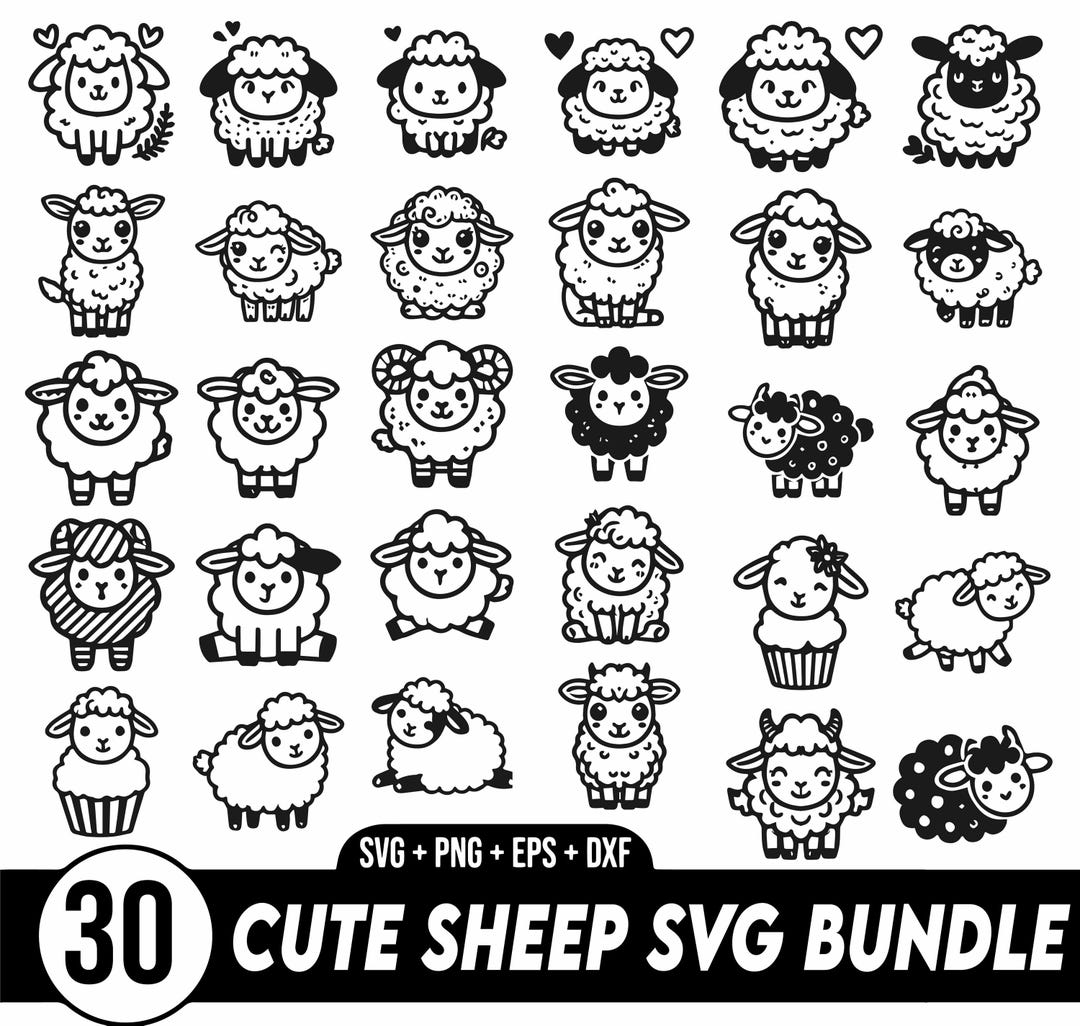 Sheep Svg Bundle, Sheep Svg, Png, Sheep Dxf, Sheep Clip Art, Sheep ...
