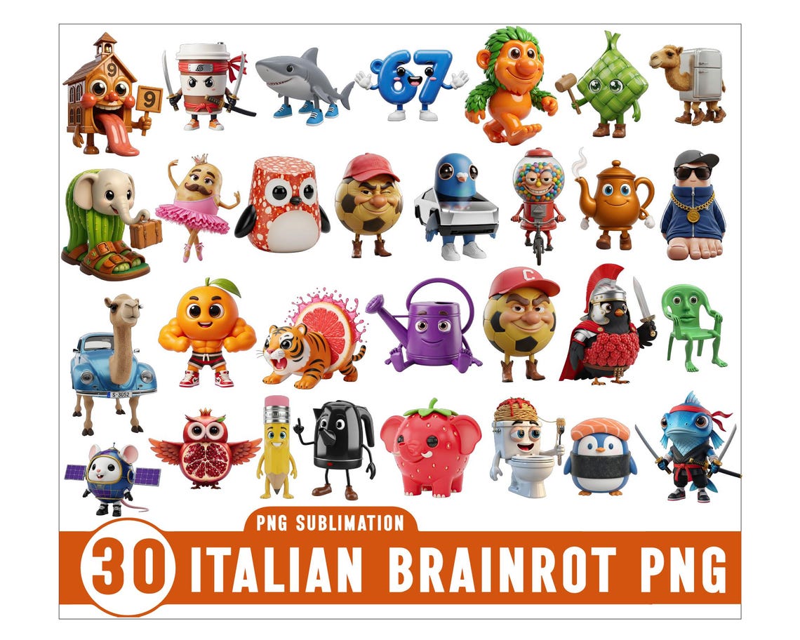 Italian Brainrot PNG Bundle, 3D Chibi Meme Characters Png, Meme Italian ...