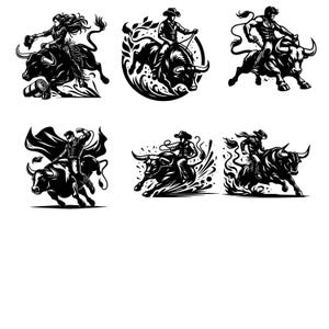 Bull Rider SVG Bundle, Bull Rider Clipart, Bull Riding Design, Rodeo ...