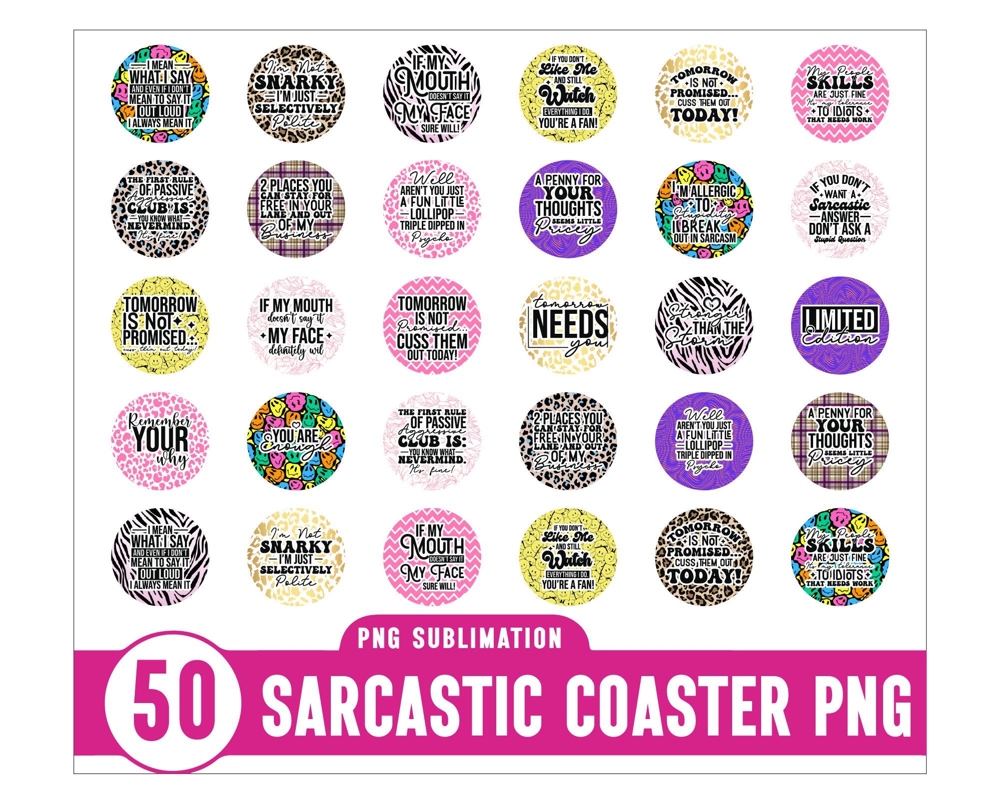50 Funny Coasters Png, Sarcastic Keychain PNG, Sarcastic Sayings Png ...