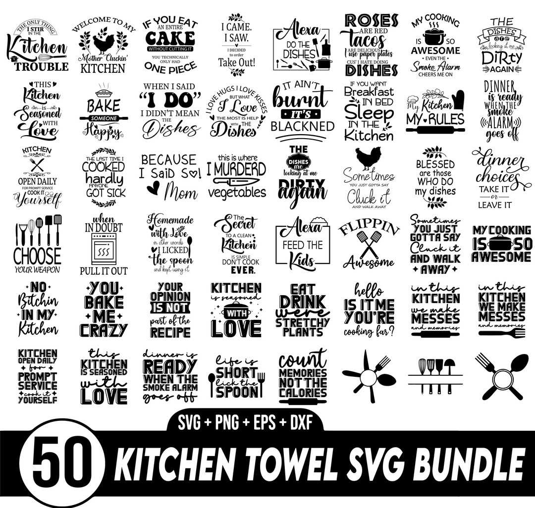 Kitchen Towel Svg Bundle, Funny Kitchen Svg, Towel Sayings Svg, Tea ...
