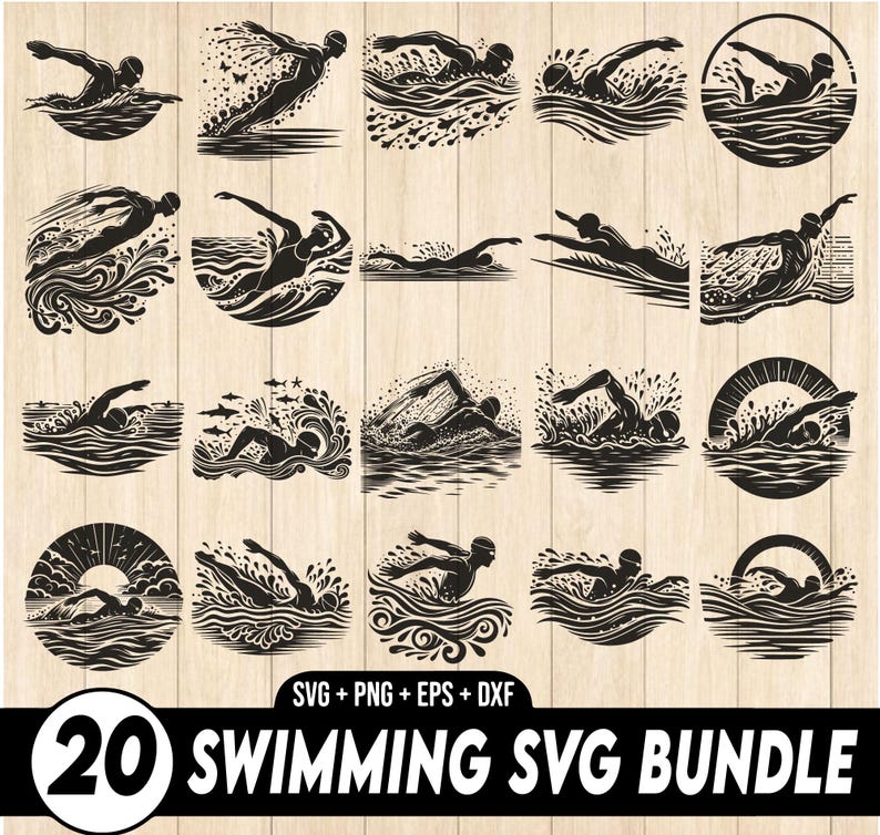 Swimmer Svg Bundle, Swimming Svg, Swimmer Silhouettes, Swimmer Clipart ...