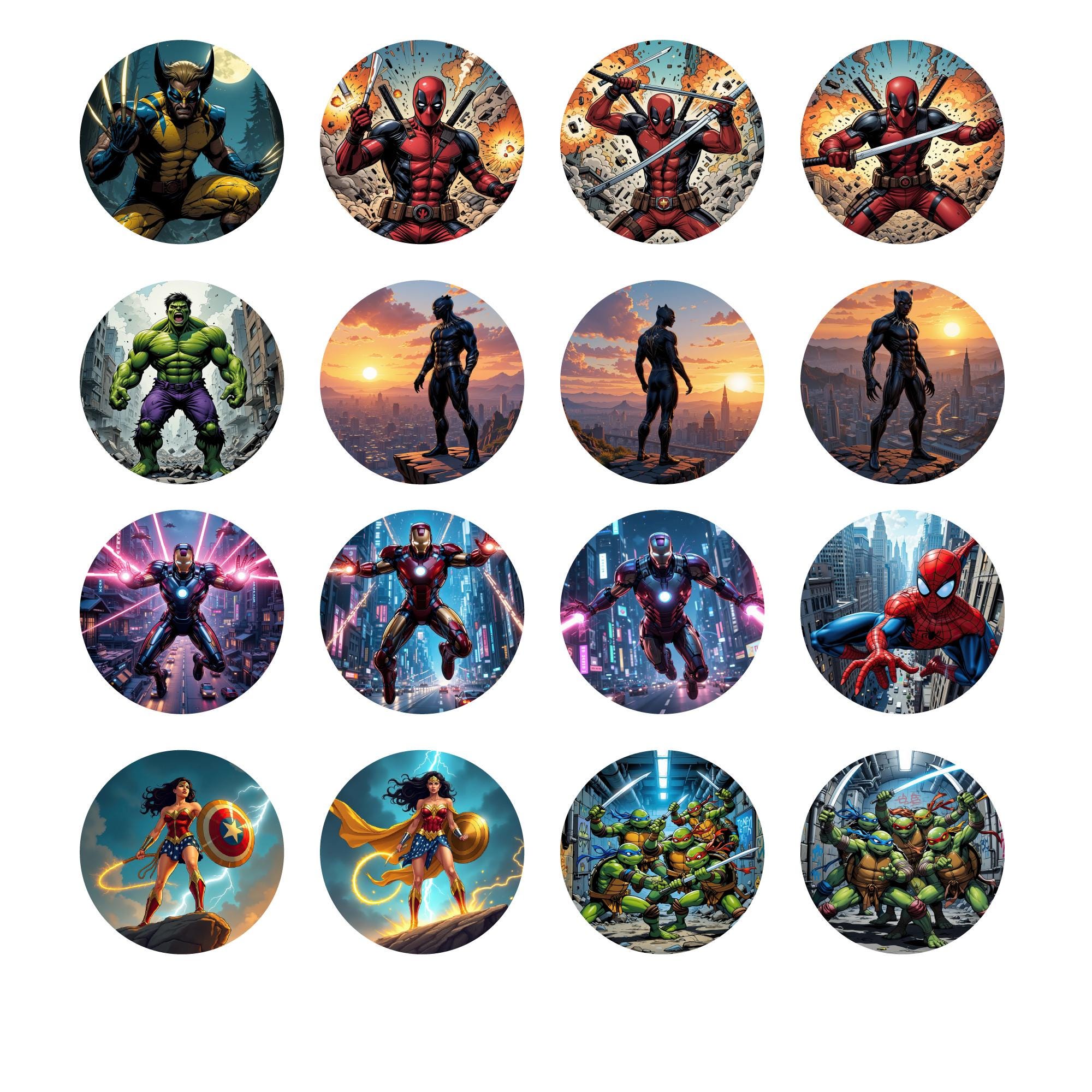 70 Superhero Car Coaster Bundle, Superhero Game Characters Coaster, Car ...