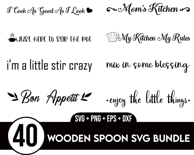 Wooden Spoon SVG, Funny Kitchen Quotes Svg, Spoon Handle Sayings Svg ...