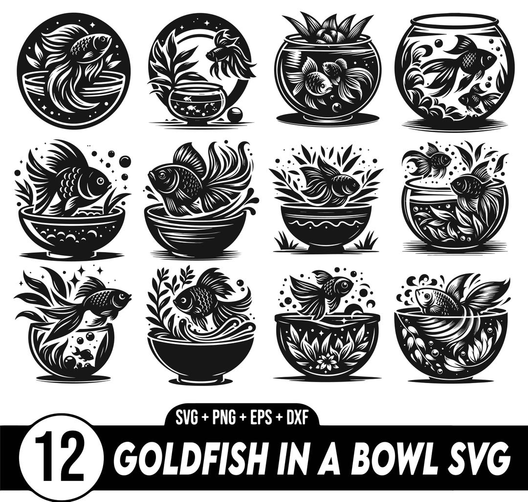 Goldfish in a Bowl Svg, Fish Bowl Svg, Fish Bowls Svg, Fish Svg, Bowl ...