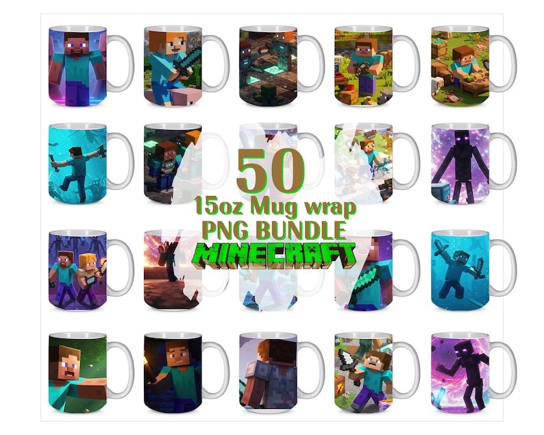 Game Characters Mug Wrap Bundle, Digital Download PNG, 15oz Mug Design ...