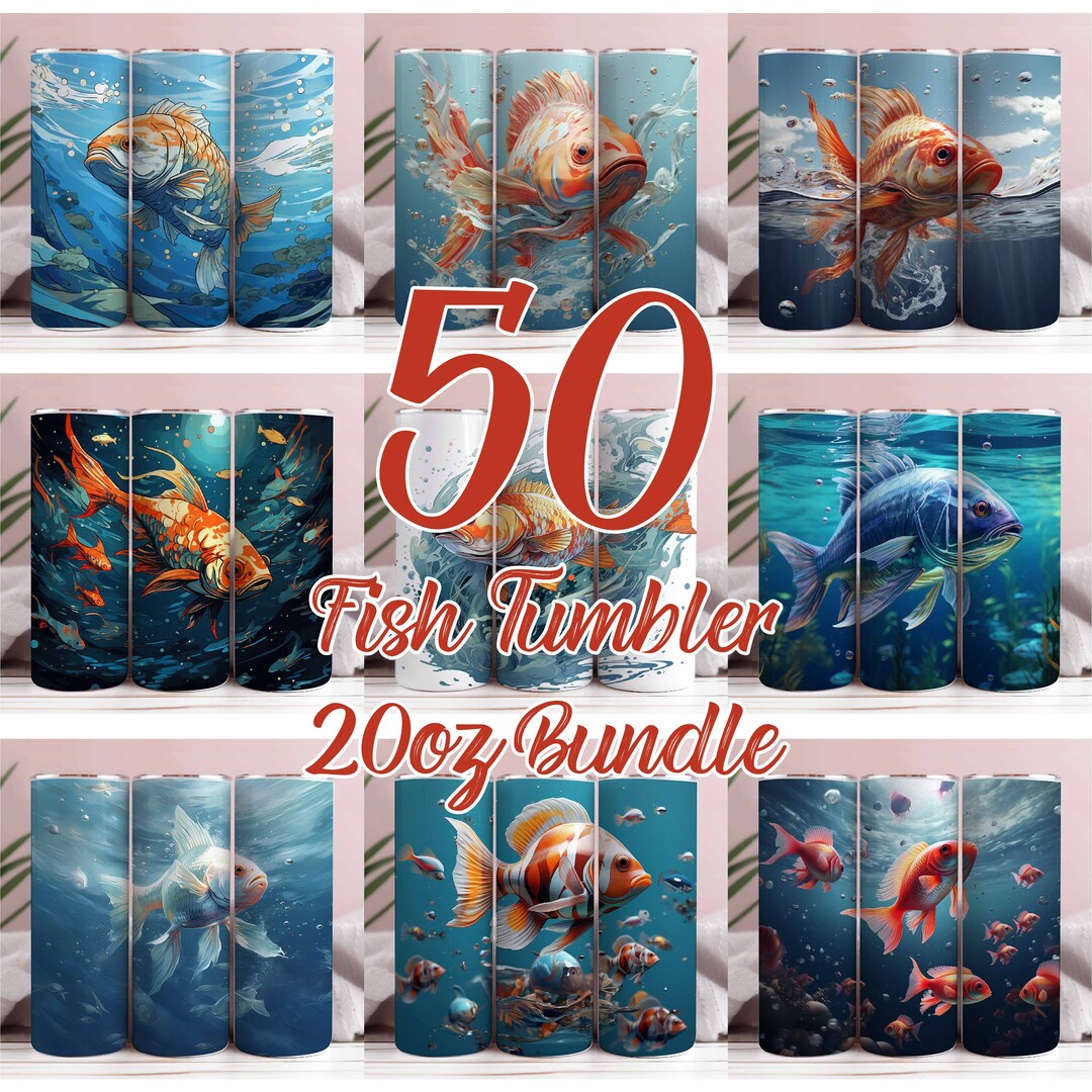 Fish Tumbler Wrap, Fishing PNG Image Sublimation Image Skinny Tumbler ...