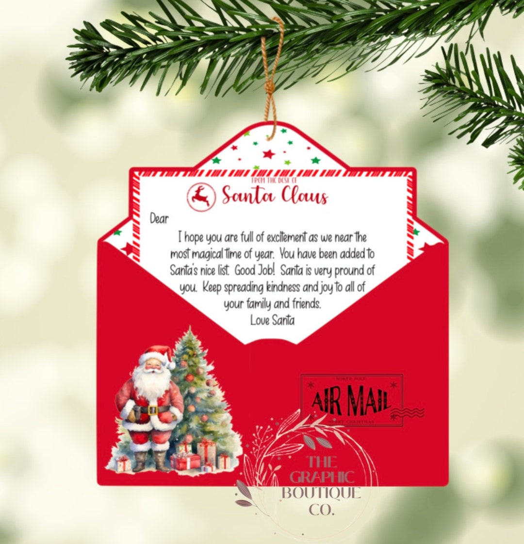 Santa Letter, Envelope, Ornament, Christmas, Kid Ornament, PNG, Digital ...