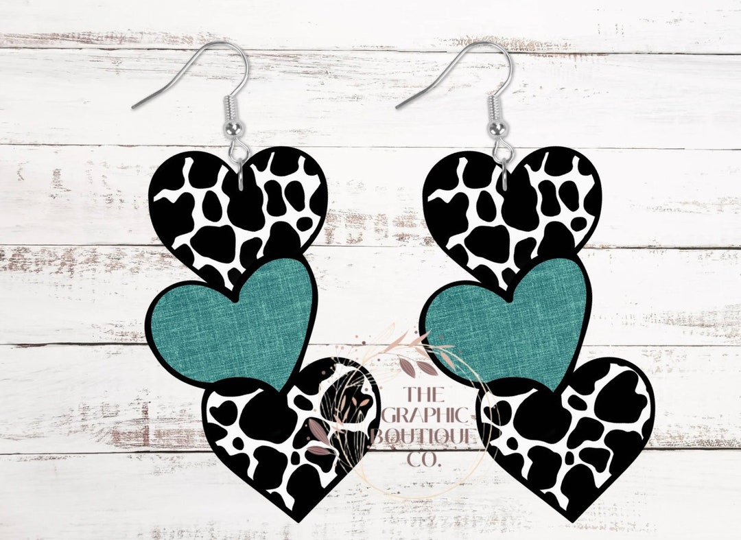 Trio Heart Earrings, 3 Hearts, Heart Earring, PNG, Sublimation, Instant ...