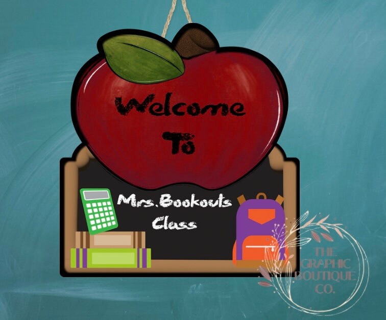 Apple With Sign Classroom Teacher Sign Back to School - Etsy
