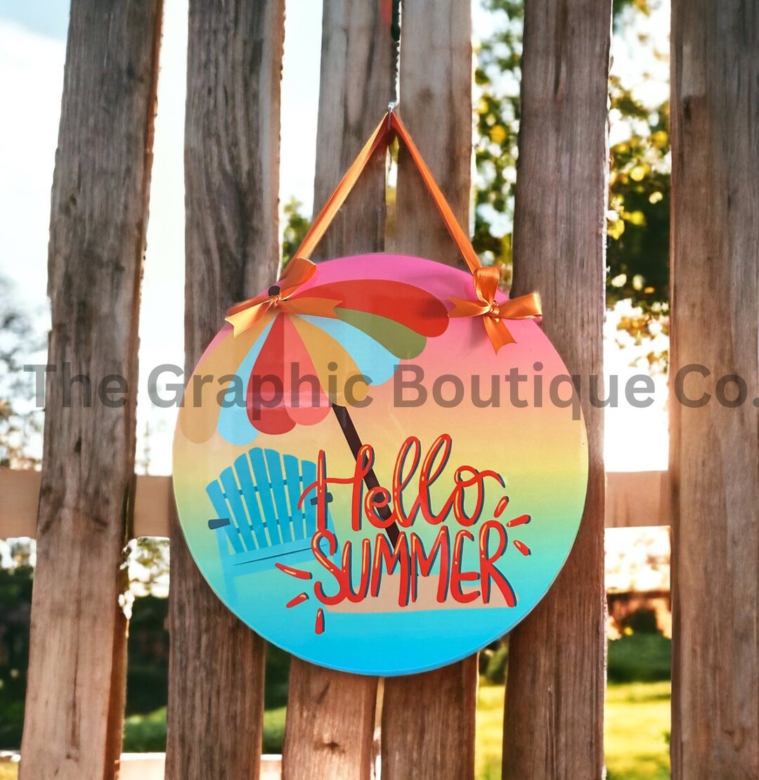 Hello Summer Round PNG, Sublimation, Instant Digital Download, Wall ...