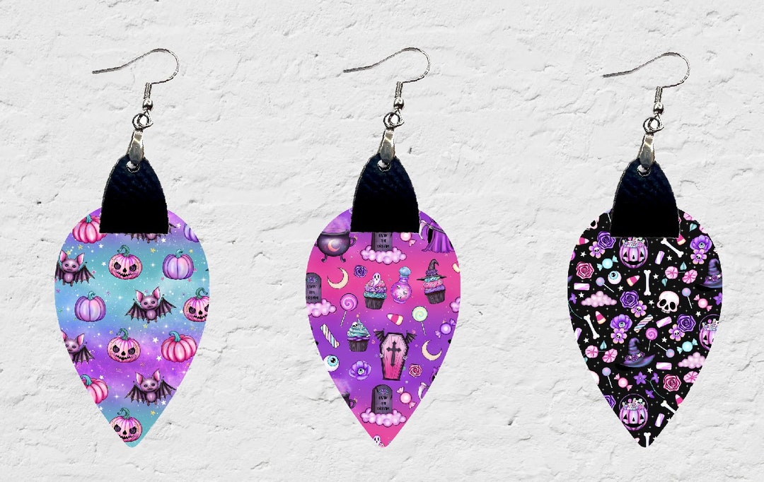 Upside Down Tear Drop, Faux Leather, Earrings,fall, Autumn, Halloween ...