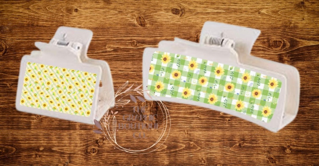 Sunflowers, Large, Small, Hair Clips, Claw Clips, Sublimation, PNG ...