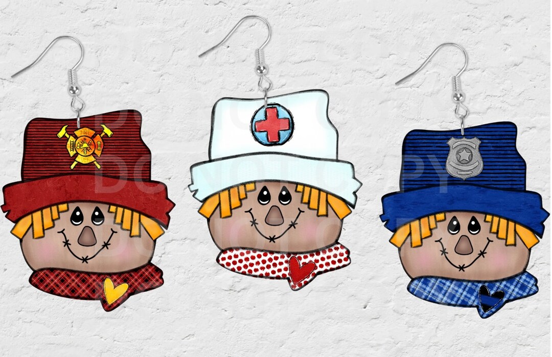 Scarecrow, Fireman, Nurse, Police, Earrings, Wall Hanger, Door Hanger ...