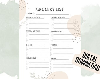 Blank Grocery List Digital Download - Etsy