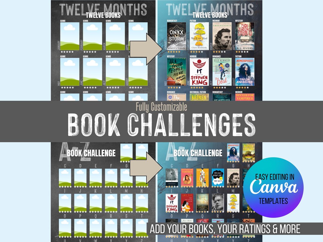 Reading Tracker Template Canva Download Digital Printable Book ...