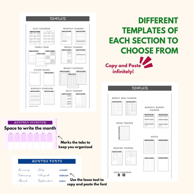 Undated Basic Digital Planner Template / Printable Planner Template - Etsy