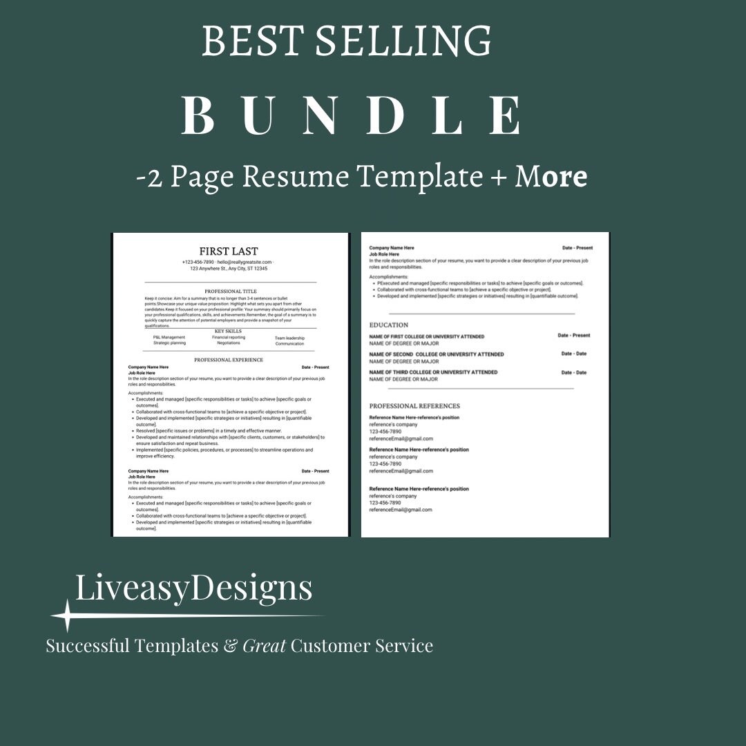 Bundle Resume Template, Professional Resume,cv Template, Creative ...