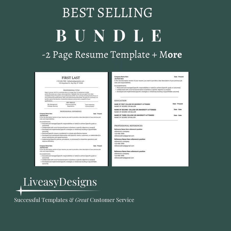 Bundle Resume Template, Professional Resume,cv Template, Creative ...