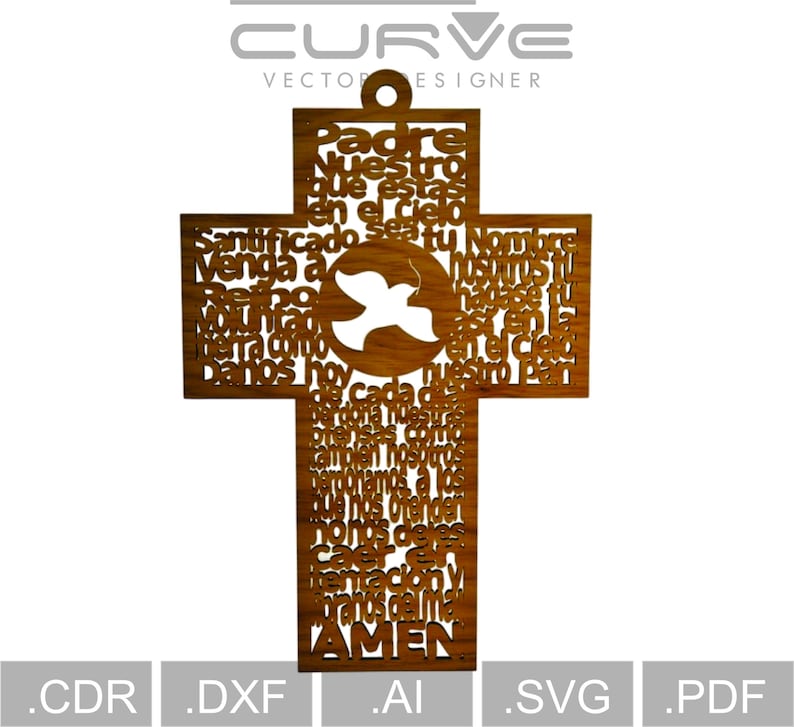 Cruz padre nuestro, corte láser archivo, vectores corte cnc, cruz 3 ...
