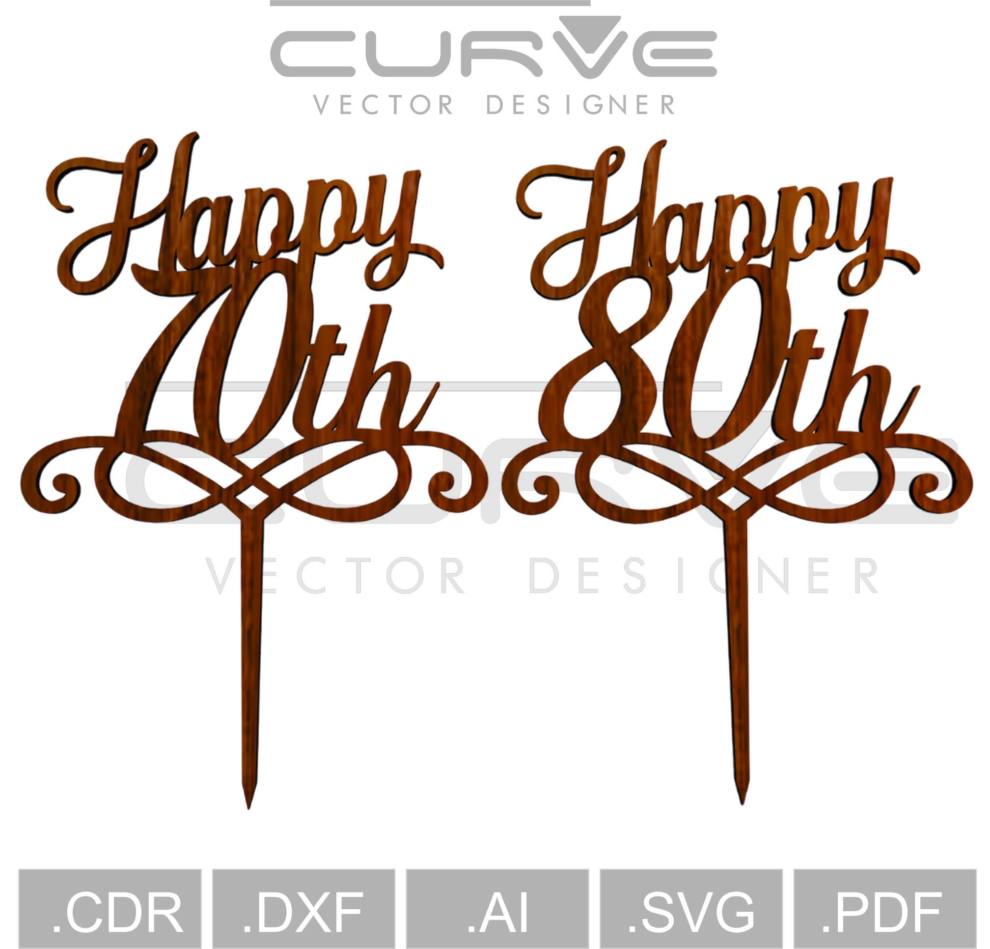 Happy Birthday Cake Topper vector Cake topper laser cut - Etsy México