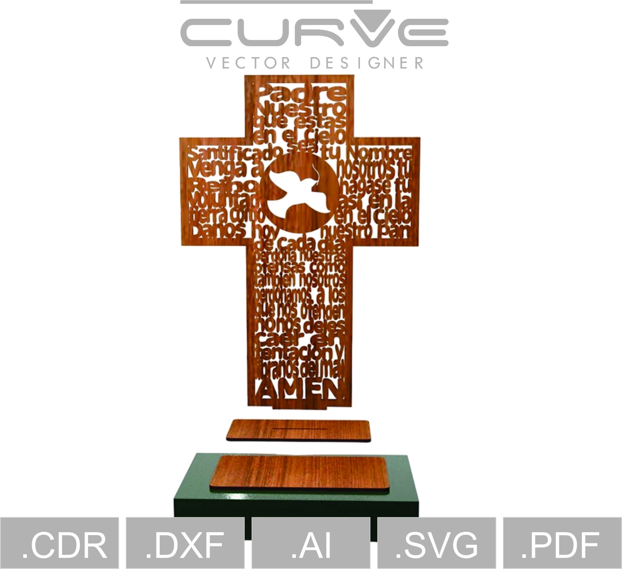 Cruz padre nuestro, corte láser archivo, vectores corte cnc, cruz 3 ...
