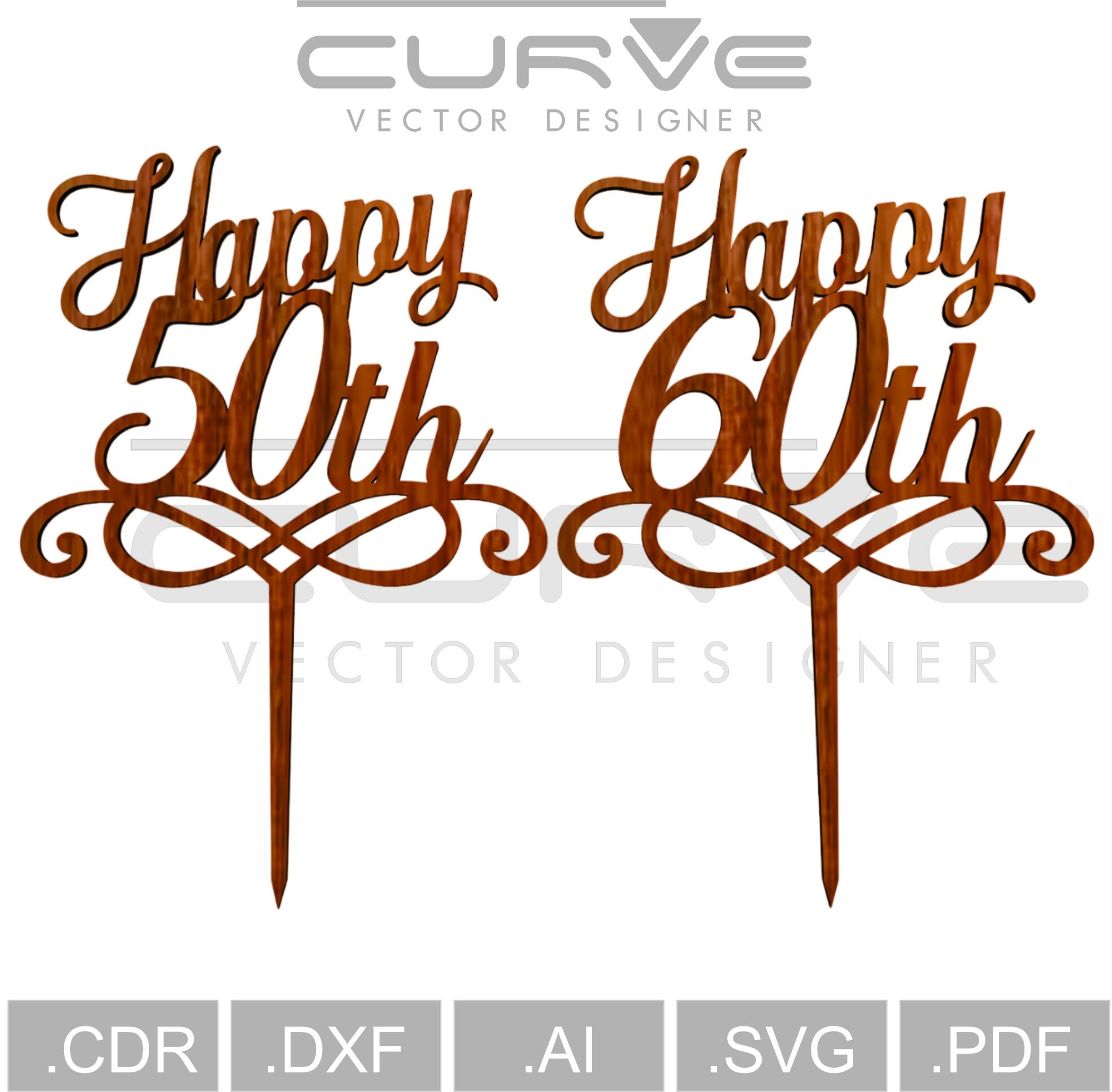 Happy Birthday Cake Topper vector Cake topper laser cut - Etsy México