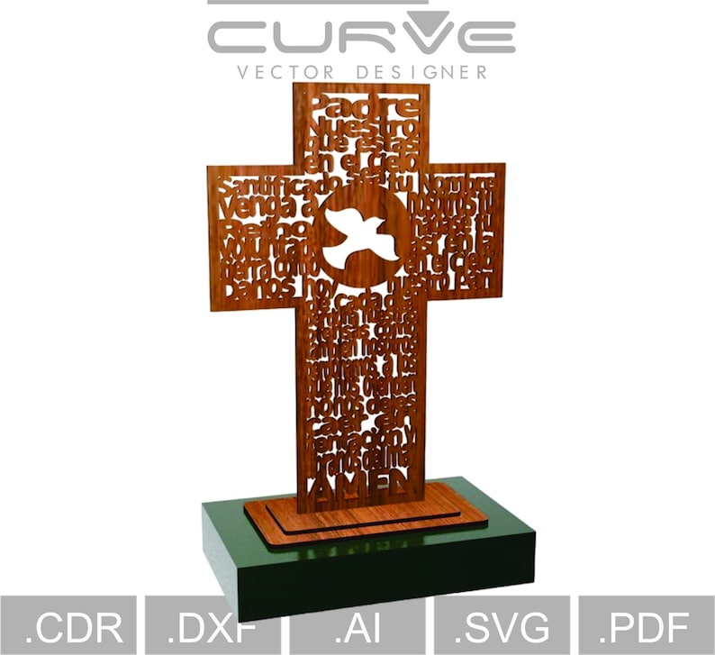 Cruz padre nuestro, corte láser archivo, vectores corte cnc, cruz 3 ...
