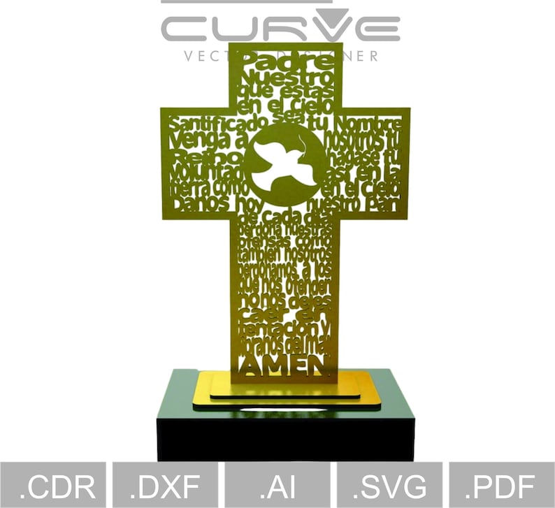 Cruz padre nuestro, corte láser archivo, vectores corte cnc, cruz 3 ...