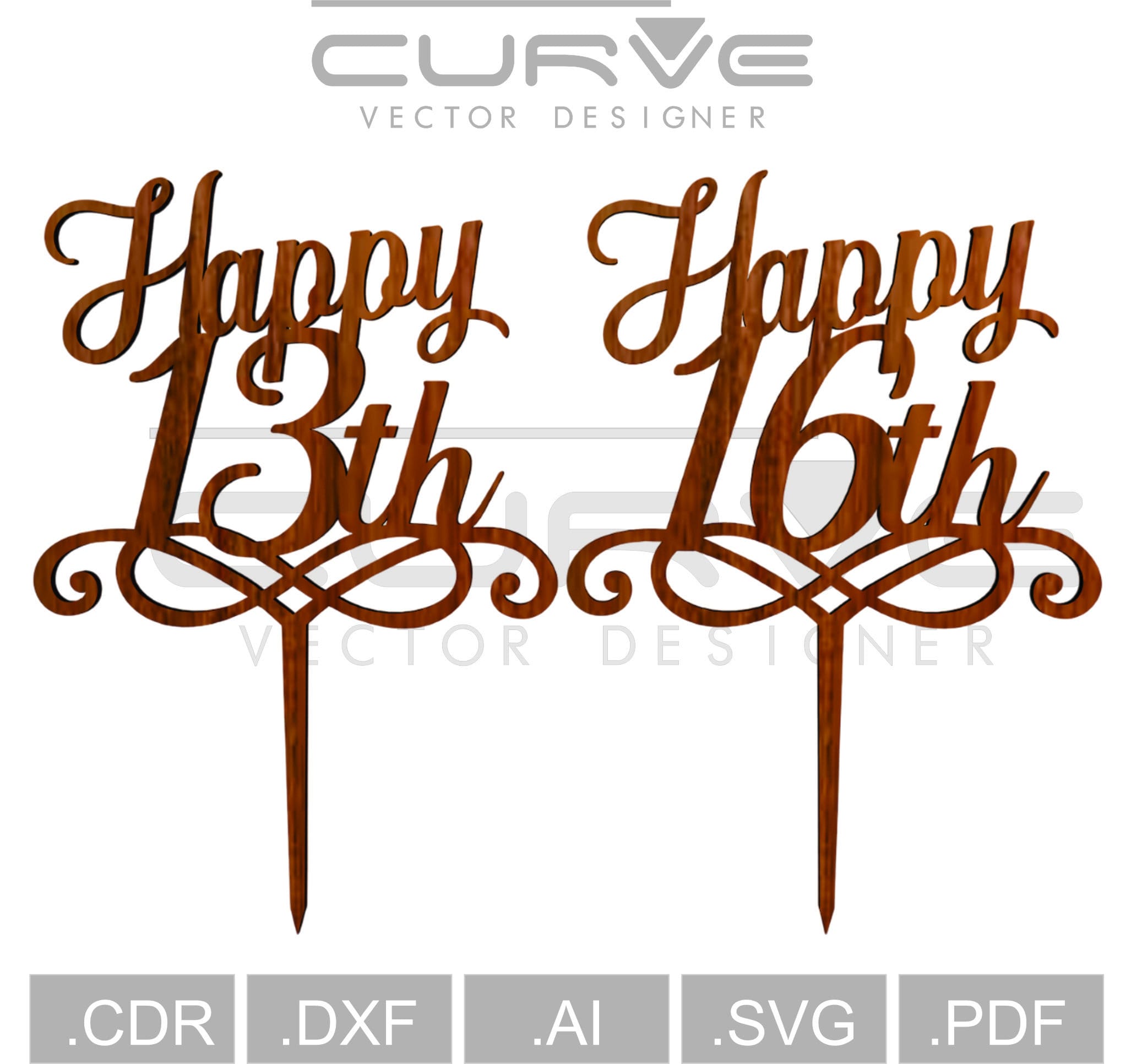 Happy Birthday, Cake Topper vector , Cake topper laser cut, paquete ...