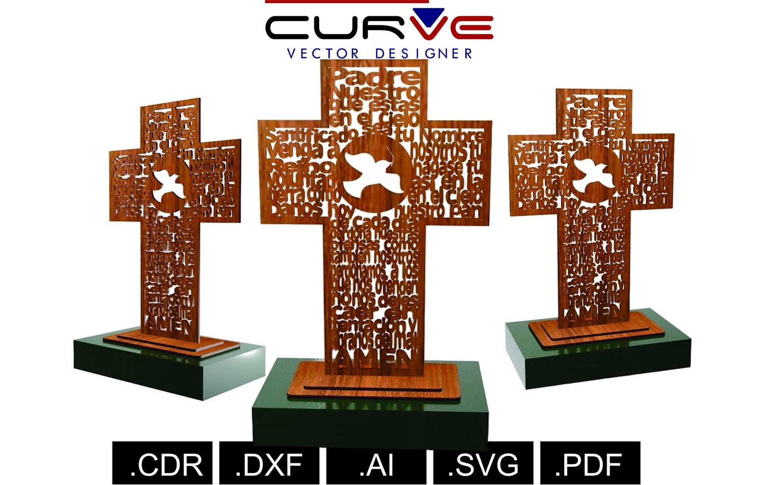 Cruz padre nuestro, corte láser archivo, vectores corte cnc, cruz 3 ...