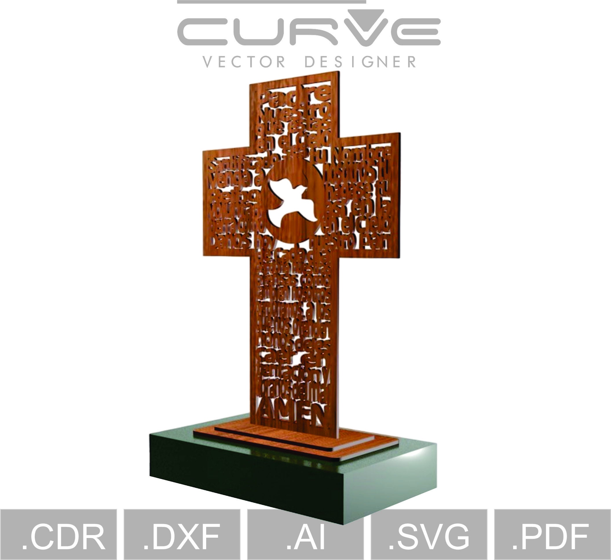 Cruz padre nuestro, corte láser archivo, vectores corte cnc, cruz 3 ...