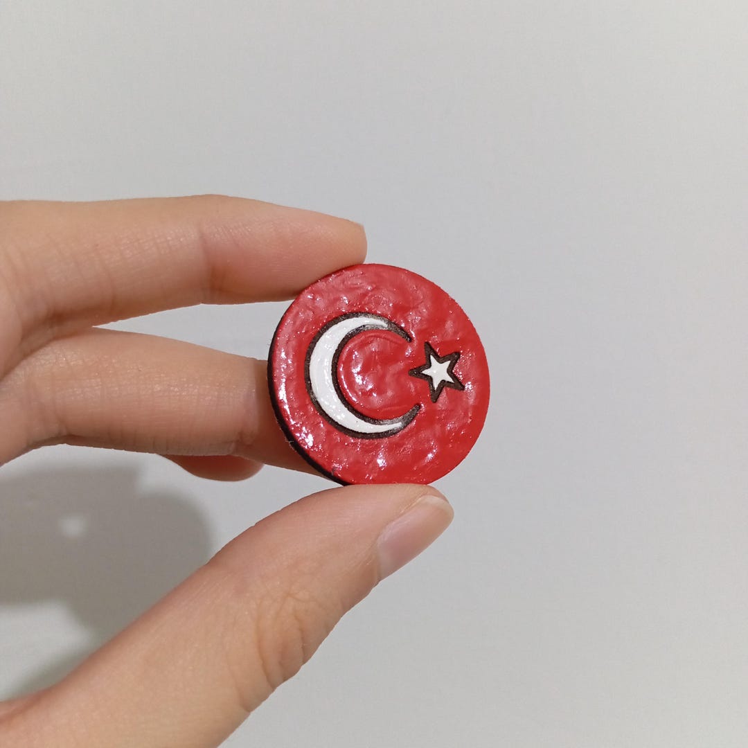 Turk Turkish Flag Paint Handmade Handpainted Wood Pin Gift Accessories ...