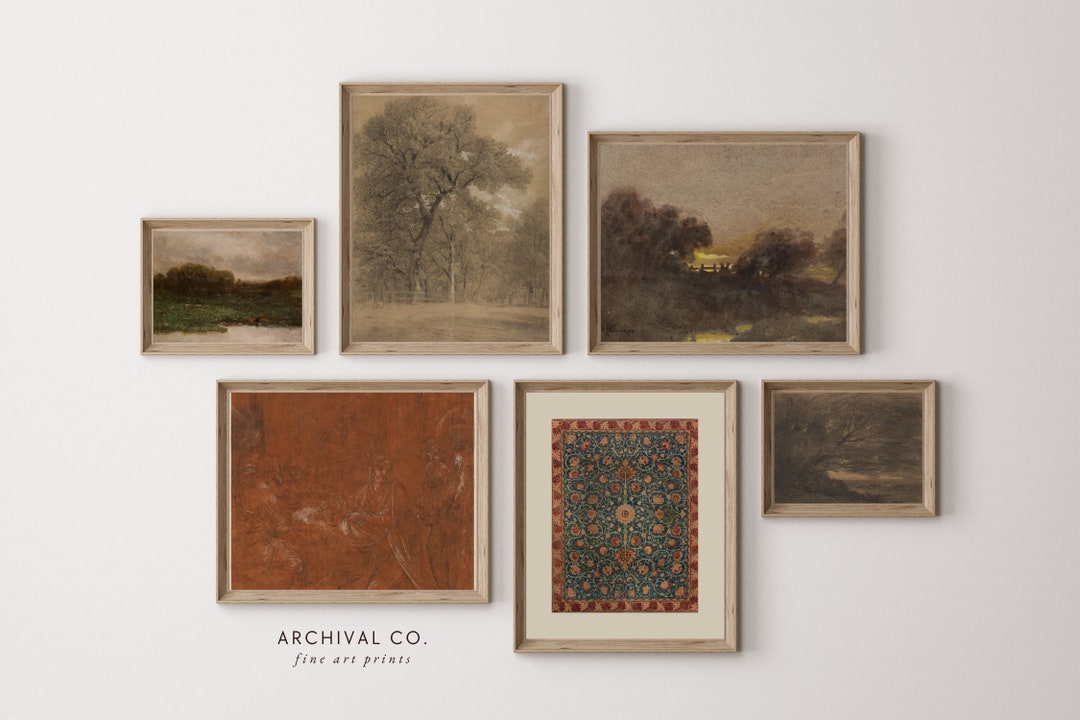 Neutral Forest Gallery Wall Set of 6 Rustic European Art Prints Digital ...