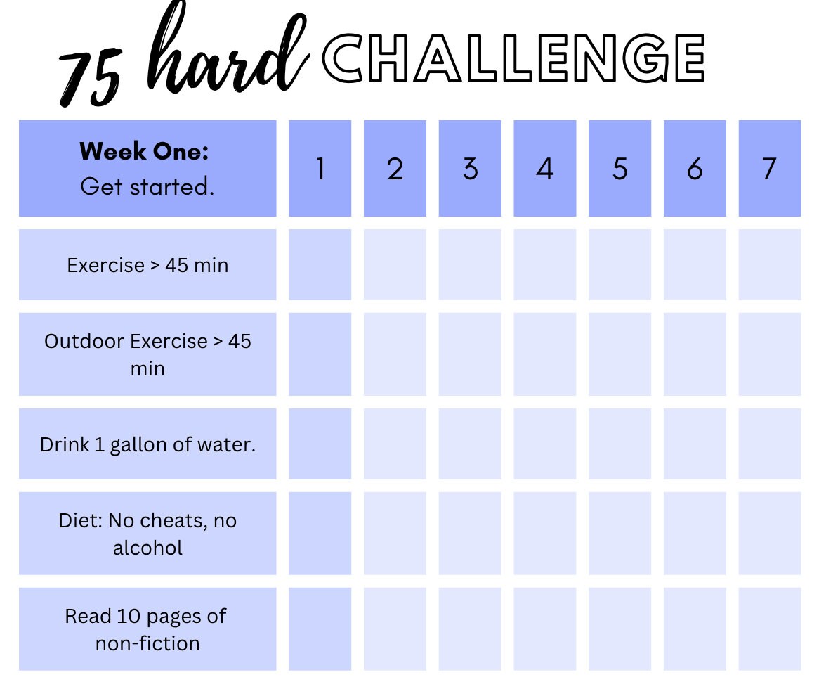 75 Hard Challenge Tracker - Etsy