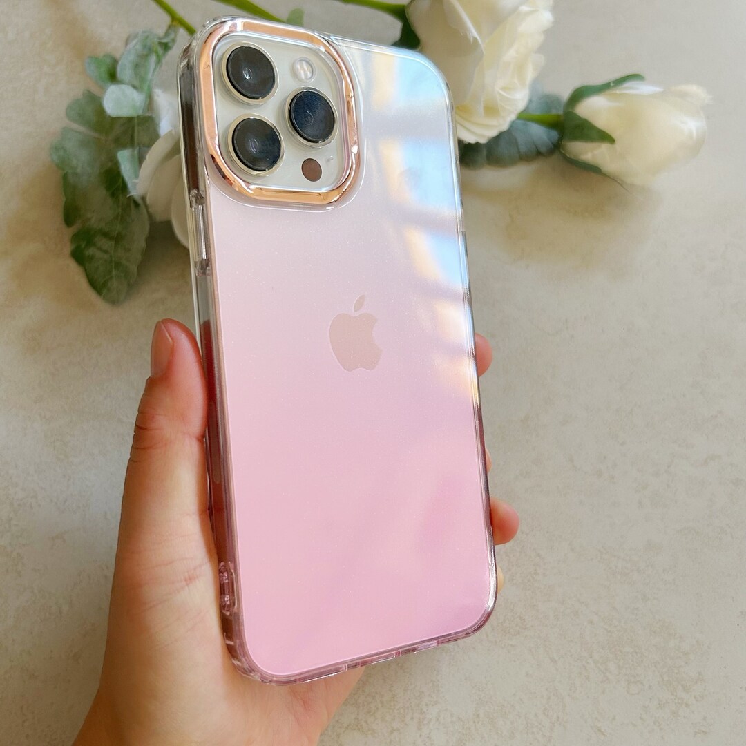 Pink Glitter Transparent Acrylic Phone Case for iPhone 15 14 13 12 11 ...